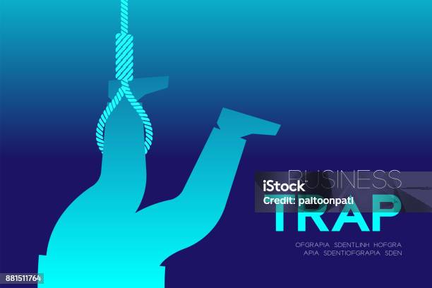 Business Trap Design Horizontal Set Businessman Trapped By Lasso