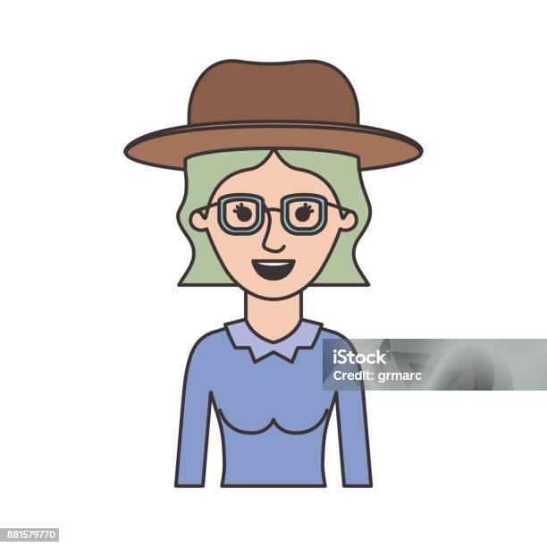 Wanita Setengah Tubuh Dengan Topi Dan Kacamata Dengan Blus Lengan ... Wanita Setengah Tubuh Dengan Topi Dan Kacamata Dengan Blus Lengan ...