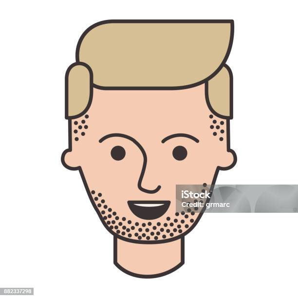 Male Face With Stubble Beard And Side Parted Hairstyle In Colorful ... Male Face With Stubble Beard And Side Parted Hairstyle In Colorful ...