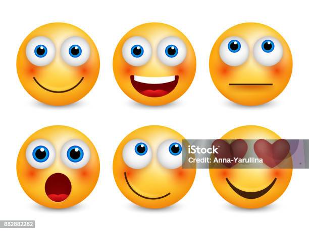 Ensemble Demoji Smileys Vecteur Ensemble Illustration Vectorielle Isolé