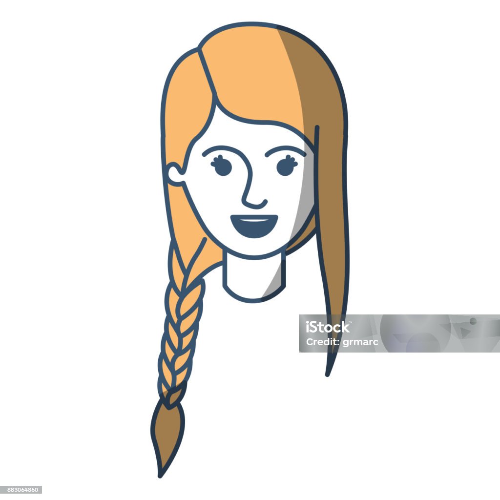 Wajah Wanita Dengan Gaya Rambut Kepang Dan Pinggiran Di Siluet Bagian