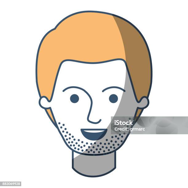 Male Face With Short Hair And Stubble Beard In Color Sections ... Male Face With Short Hair And Stubble Beard In Color Sections ...