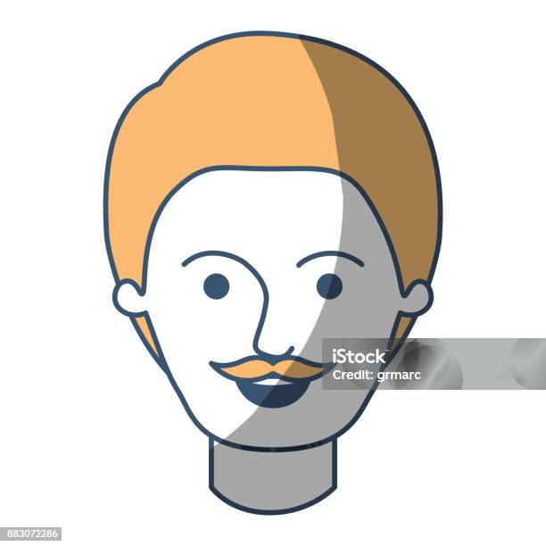 Wajah Lakilaki Dengan Rambut Pendek Dan Kumis Di Siluet Bagian Warna
