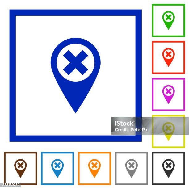 Gps 지도 위치 플랫 프레임된 아이콘을 취소 그래픽 사용자 인터페이스에 대한 스톡 벡터 아트 및 기타 이미지 그래픽 사용자