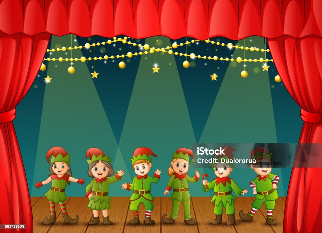 Elf Natal Tampil Di Atas Panggung Ilustrasi Stok - Unduh Gambar ... Elf Natal Tampil Di Atas Panggung Ilustrasi Stok - Unduh Gambar ...