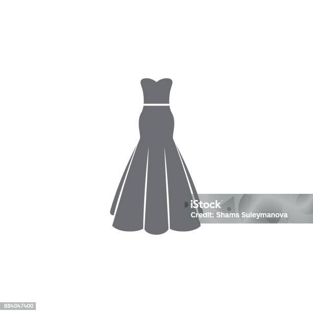 Ikon Tanda Gaun Wanita Simbol Pengantin Yang Elegan Ilustrasi Vektor