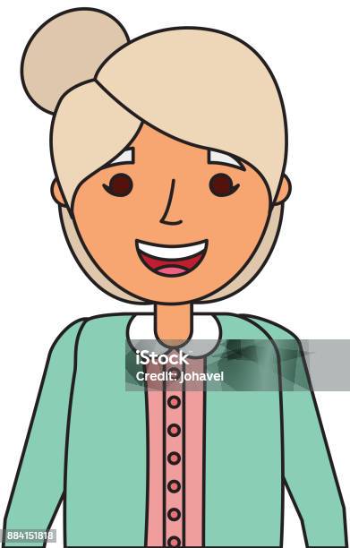 Old Woman Portrait Lady Grandma Cartoon Stock Illustration Download