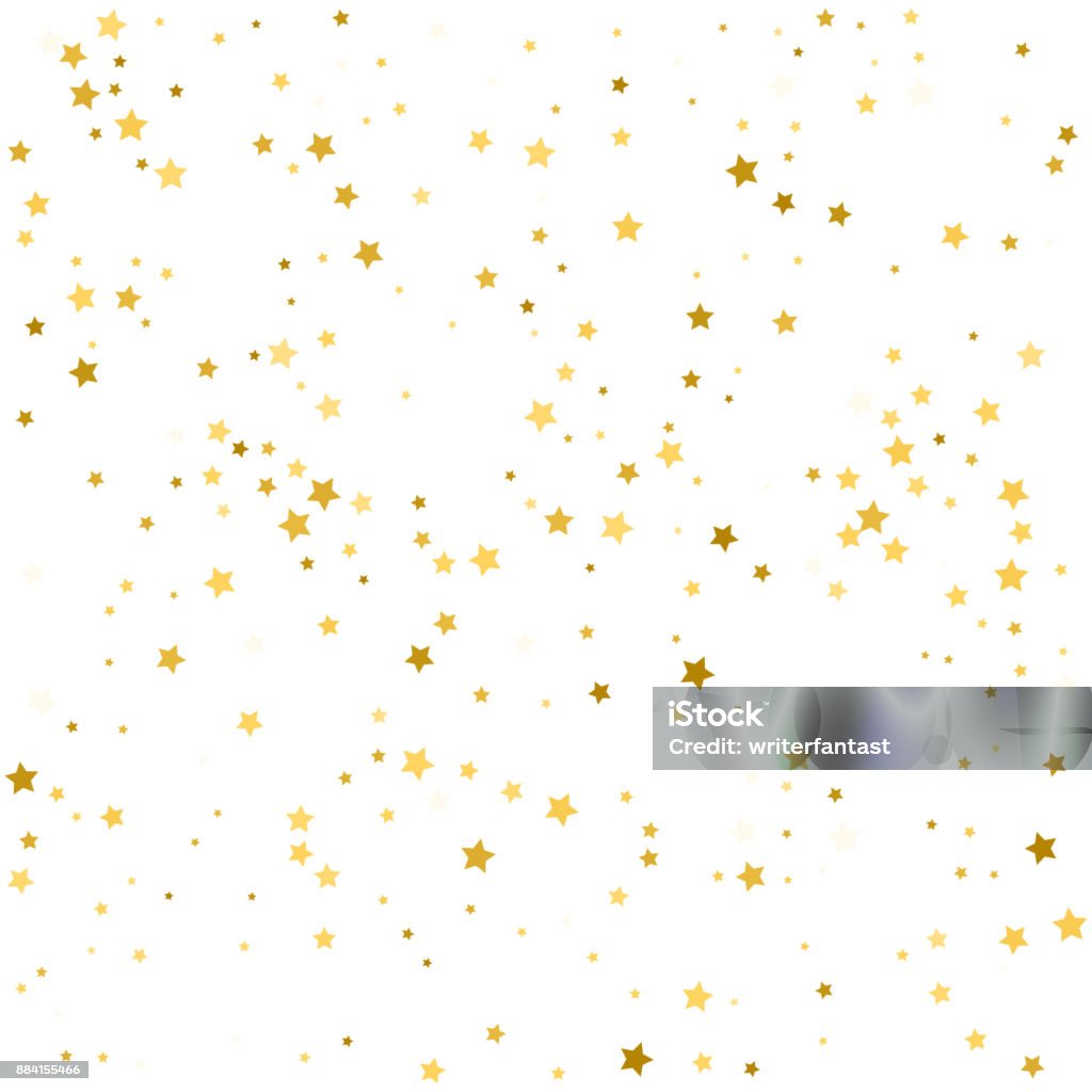Gold Star Confetti Rain Festive Holiday Background Vector Golden Paper