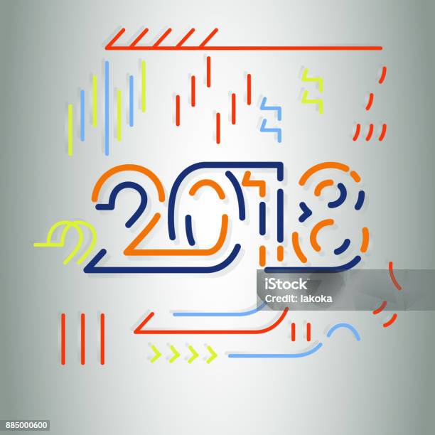 Desain Kartu Ucapan Creative Happy Tahun Baru 2018 Tipografi Dan Huruf