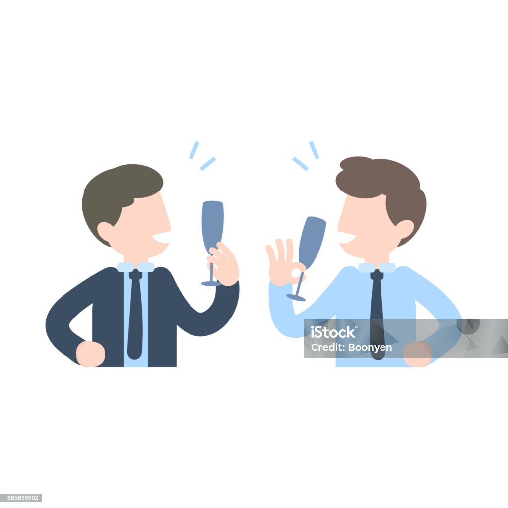 Businessman Drinking Champagne Cheer Up Celebrating Business Partner