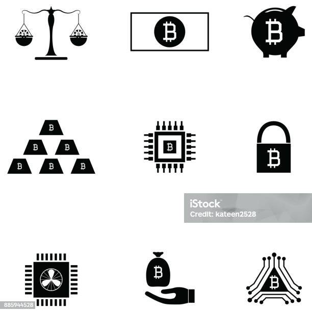 Bitcoin 아이콘 세트 금융에 대한 스톡 벡터 아트 및 기타 이미지 금융 노트북 동전 Istock