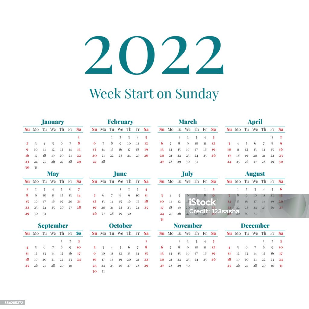 Simple 2022 Year Calendar Stock Illustration - Download Image Now ... Simple 2022 Year Calendar Stock Illustration - Download Image Now ...