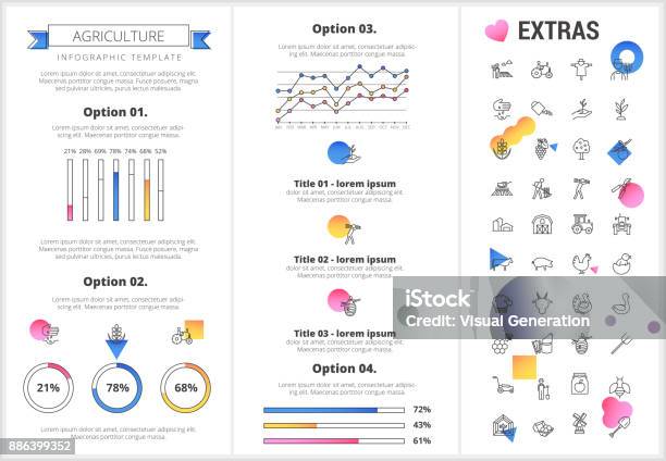 Templat Infografis Pertanian Elemen Ikon Ilustrasi Stok Unduh Gambar