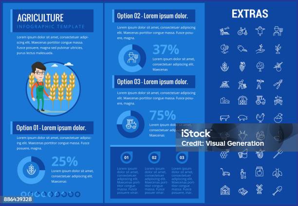 Templat Infografis Pertanian Elemen Ikon Ilustrasi Stok Unduh Gambar