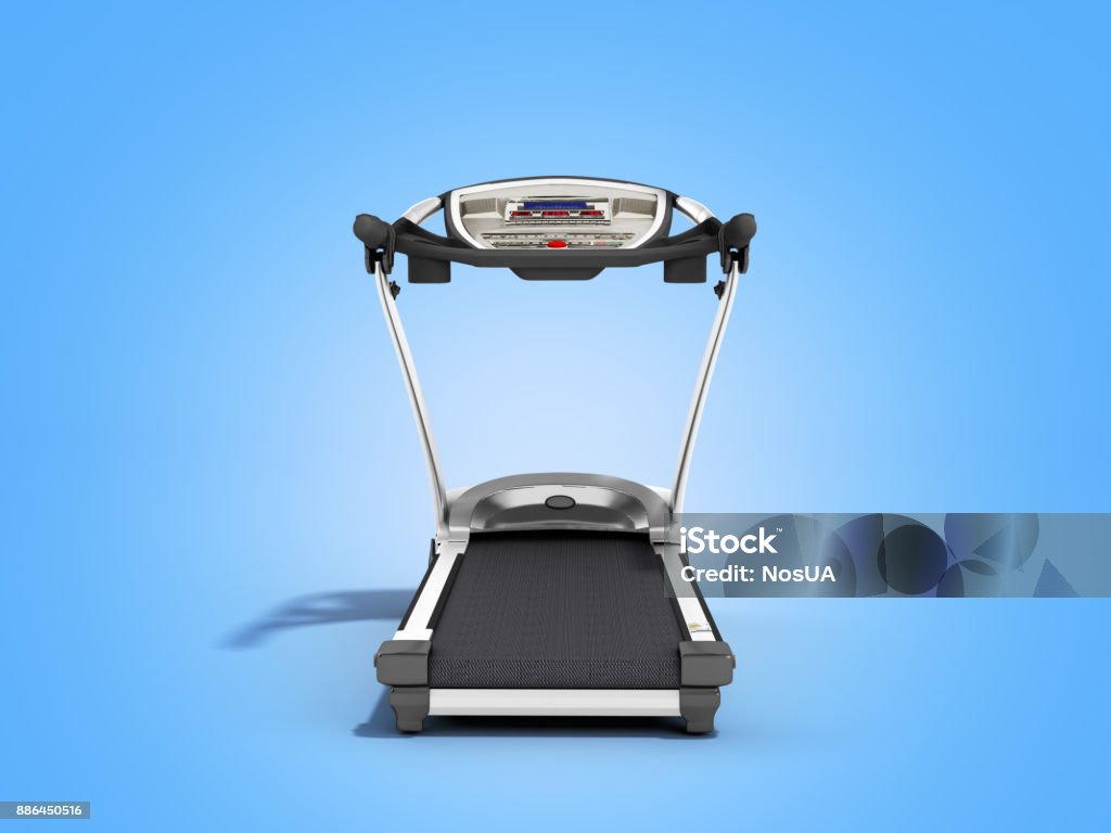 3d 렌더링 디딜 방 아 또는 기계를 실행 하는 파란색 배경에 러닝머신에 대한 스톡 사진 및 기타 이미지 러닝머신 책상