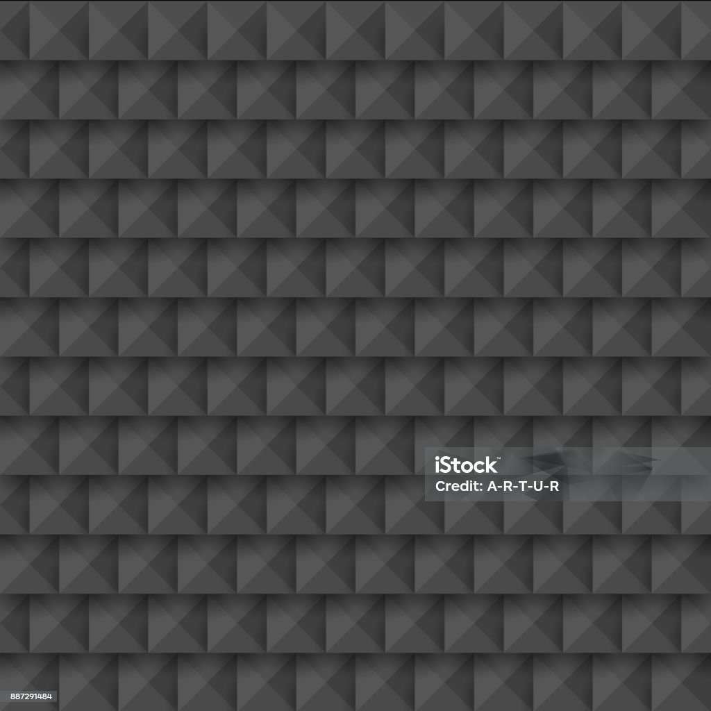 Black Abstract 3d Geometric Seamless Pattern Of Squares Stock