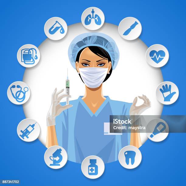 La Valeur De Fille Infirmière Dans Un Cadre Rond Avec Licône De Soins ... La Valeur De Fille Infirmière Dans Un Cadre Rond Avec Licône De Soins ...