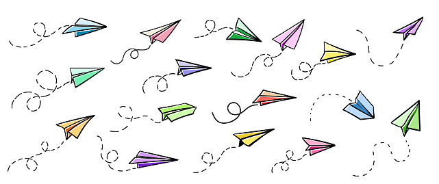 Avion En Papier Vector Voyage Symbole De La Route Ensemble