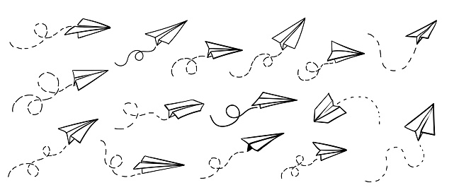 Avion En Papier Vector Voyage Symbole De La Route Ensemble