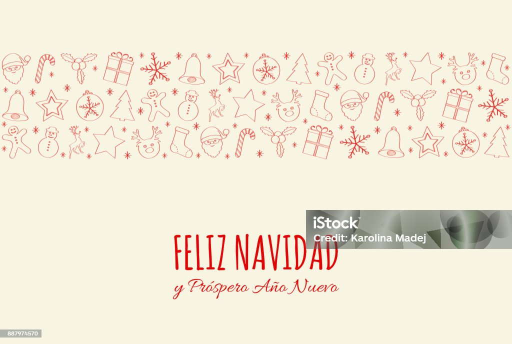 Feliz Navidad스페인어에서 메리 크리스마스 장식으로 크리스마스 카드의 개념입니다 벡터입니다 명랑한에 대한 스톡 벡터
