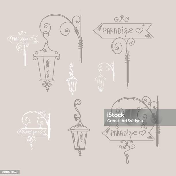 Tandatanda Jalan Doodle Yang Digambar Dengan Tangan Ilustrasi Vektor