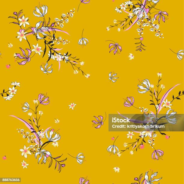 Pola Bunga Yang Trendi Lembut Dalam Banyak Jenis Bunga Motif Botani
