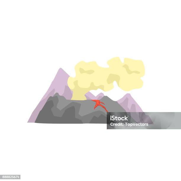 Gunung Berapi Dengan Ilustrasi Magma Lava Dan Vektor Asap Ilustrasi
