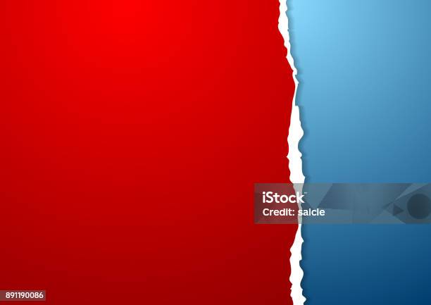 Ilustración De Fondo De Papel Azul Y Rojo Con Borde Irregulares Y Más