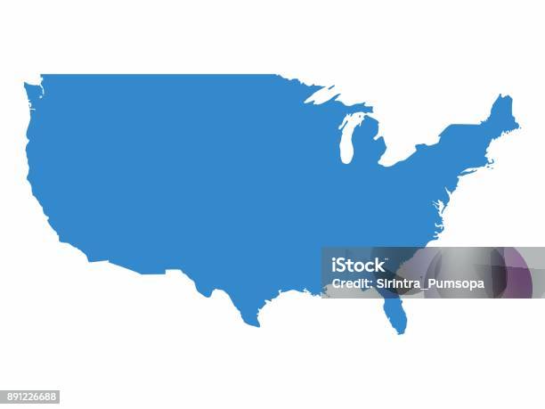 Unites State Map On Blue Background Us Of America Icon Vector ... Unites State Map On Blue Background Us Of America Icon Vector ...