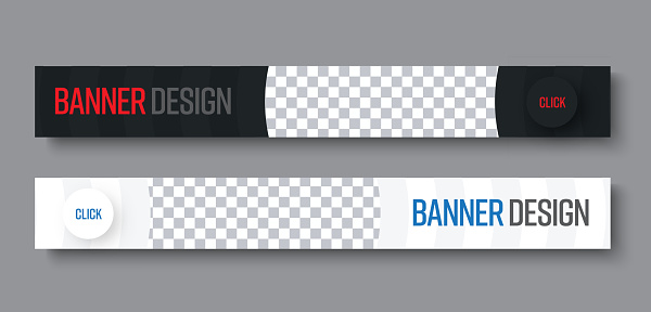 Template Spanduk Web Hitam Dan Putih Horizontal Dengan Elemen