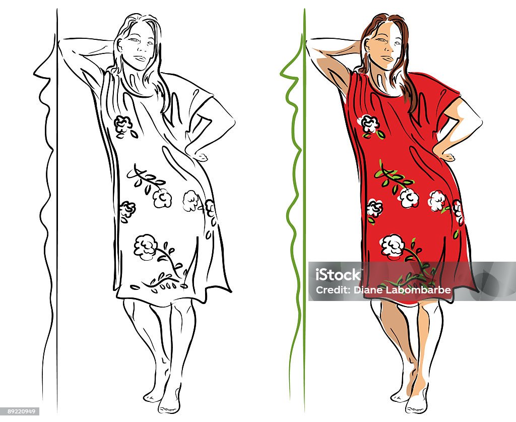 피사의 여자 기대기에 대한 스톡 벡터 아트 및 기타 이미지 기대기 긴 머리 꽃무늬 Istock