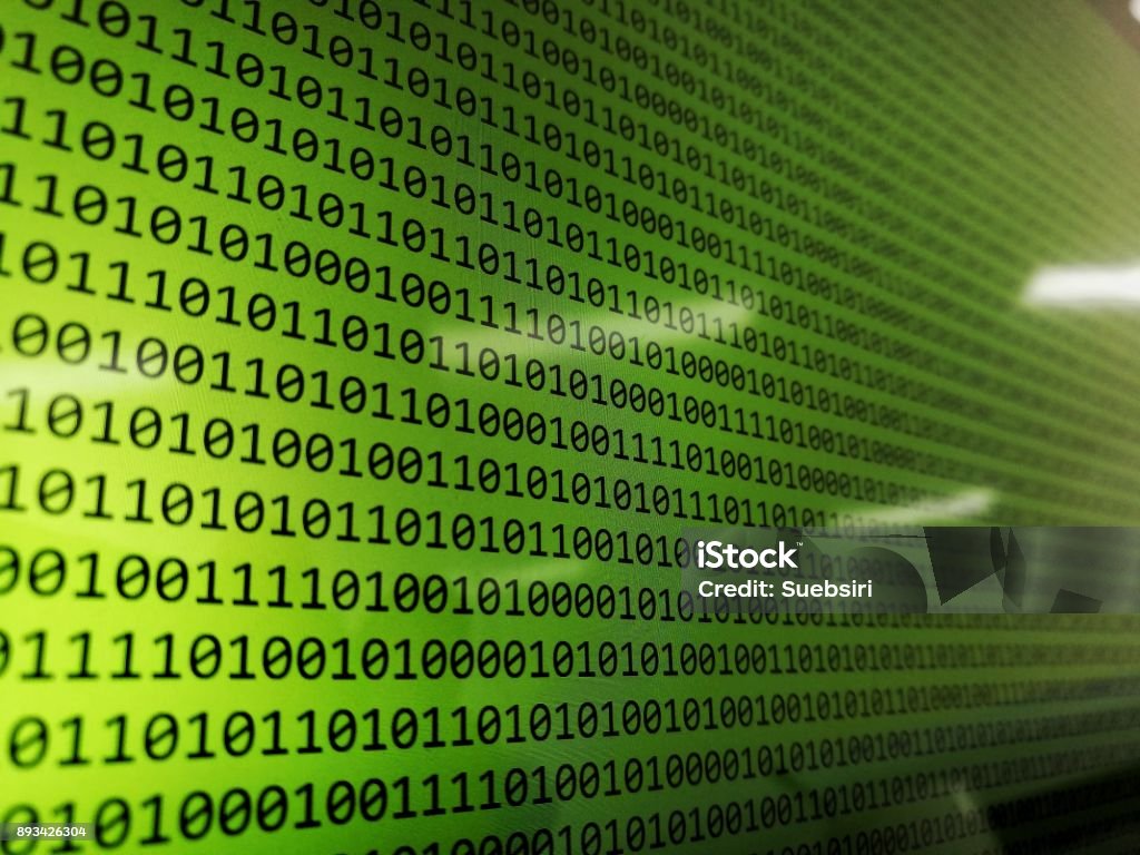 Computer Monitor Screen Showing Binary Code With Light Flare Stock ... Computer Monitor Screen Showing Binary Code With Light Flare Stock ...