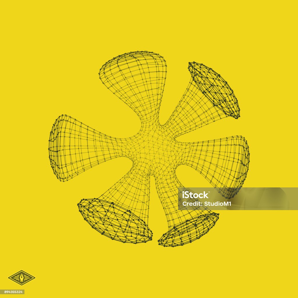 Wireframe Object With Lines And Dots Abstract 3d Connection Structure Technology Style Stock