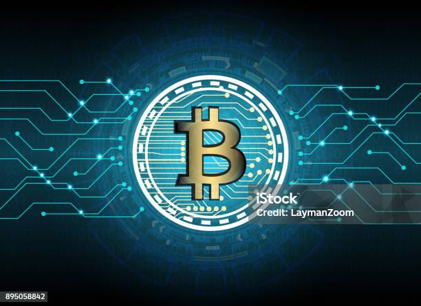 Bitcoin 및 Blockchain 디지털 기술 가상 통화 Blockchain 기술 개념 개념에 대한 스톡 벡터 아트 및 기타