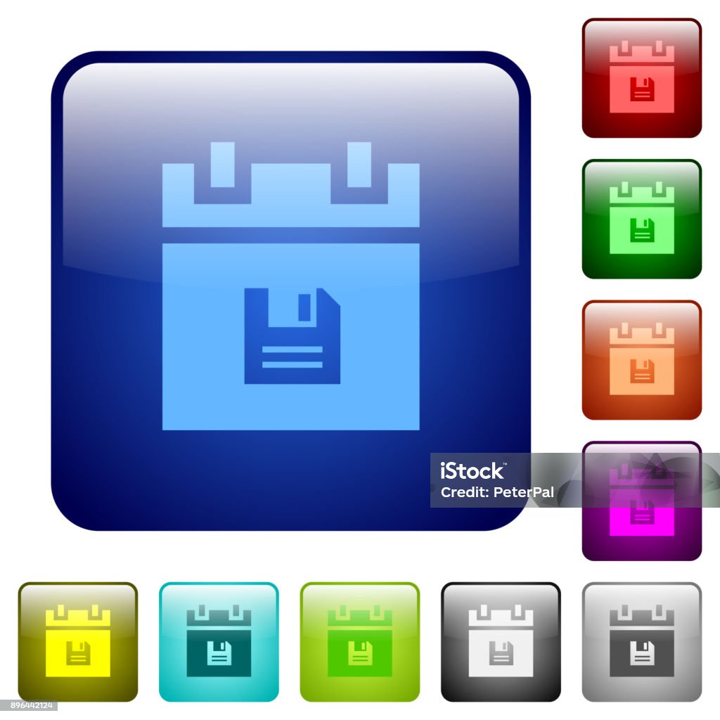 Save Schedule Data Color Square Buttons Stock Illustration Download