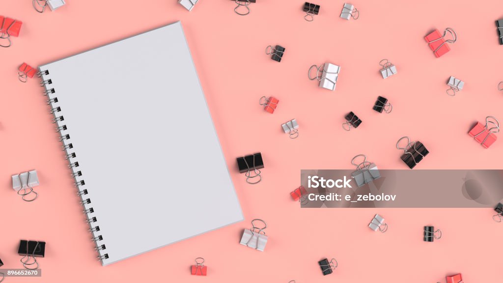Notebook Spiral Kosong Dengan Klip Pengikat Hitam Putih Dan Merah Pada ... Notebook Spiral Kosong Dengan Klip Pengikat Hitam Putih Dan Merah Pada ...