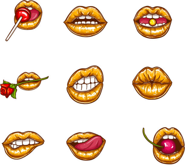 2000 Gold Lips Stock Illustrations Royalty Free Vector Graphics