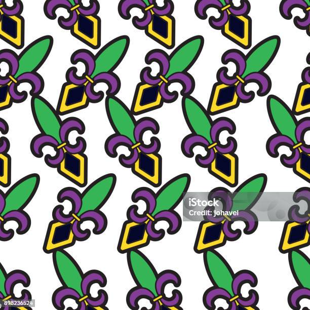 Fleur De Lis 마디 그 라 카니발 패턴 이미지 2월에 대한 스톡 벡터 아트 및 기타 이미지 2월 Mardi
