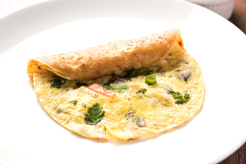 Omelette Omlet Omlete Chapati Roll Or Indian Bread Or Roti Rolled With