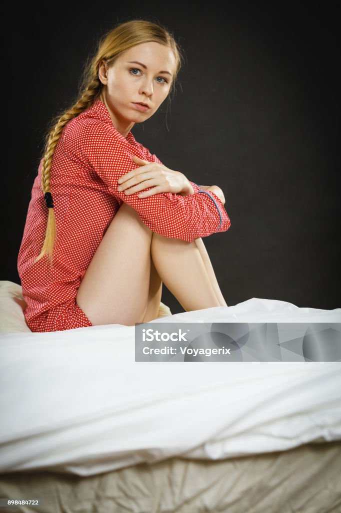 Sad Depressed Young Woman In Bed Stock Photo - Download Image Now ... Sad Depressed Young Woman In Bed Stock Photo - Download Image Now ...