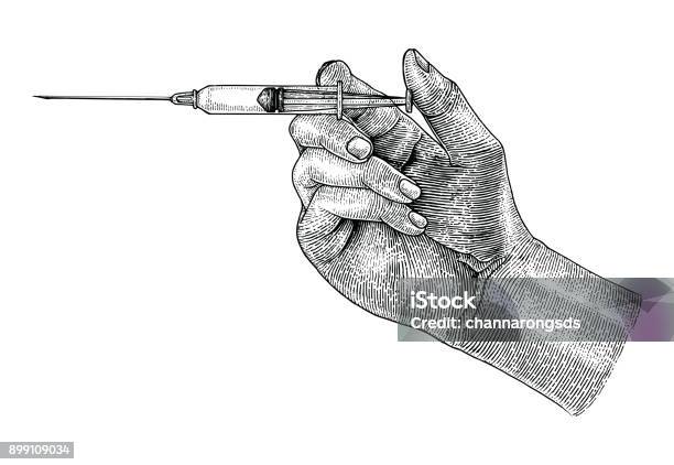 Dokter Tangan Memegang Jarum Suntik Medis Tangan Menggambar Gaya ... Dokter Tangan Memegang Jarum Suntik Medis Tangan Menggambar Gaya ...