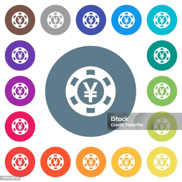 Yen Casino Chip Flat White Icons On Round Color Backgrounds Stock ... Yen Casino Chip Flat White Icons On Round Color Backgrounds Stock ...