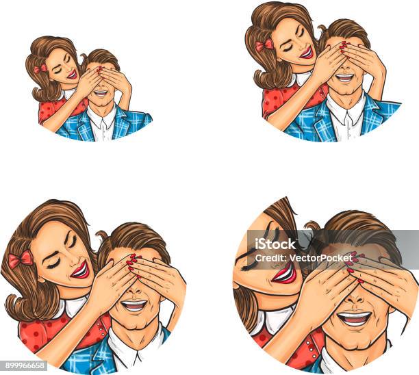 Set Of Vector Pop Art Round Avatar Icons For Users Of Social Networking