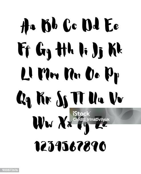 Handwritten Brush Style Modern Cursive Font Isolated On White