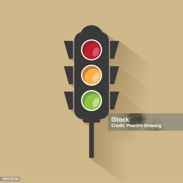 Sinyal Lampu Lalu Lintas Dengan Warna Merah Kuning Dan Hijau Ilustrasi