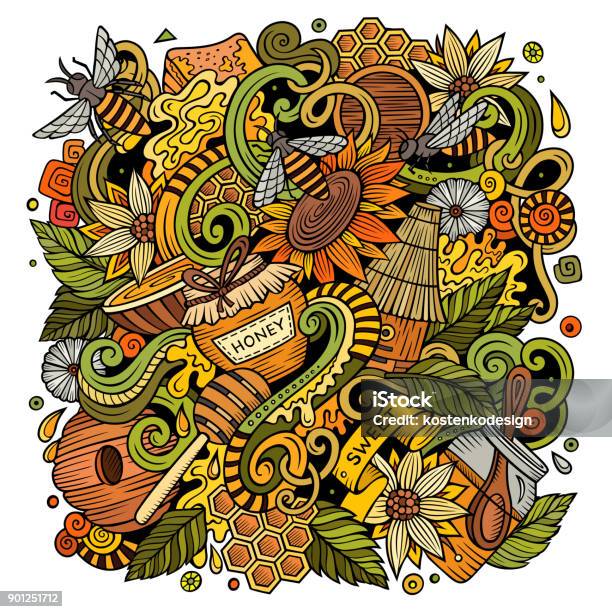 Ilustración de Garabatos De Dibujos Animados Linda Ilustración De Miel ... Ilustración de Garabatos De Dibujos Animados Linda Ilustración De Miel ...