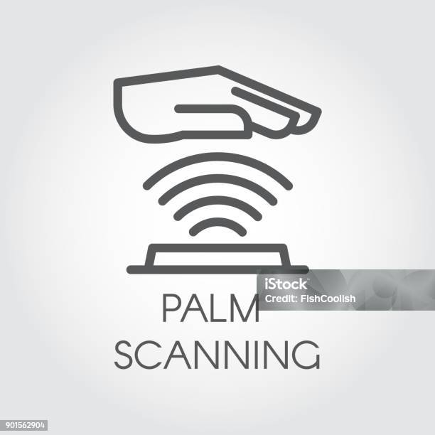 Palm Scanning Line Icon Verification Palmprint System Authentication