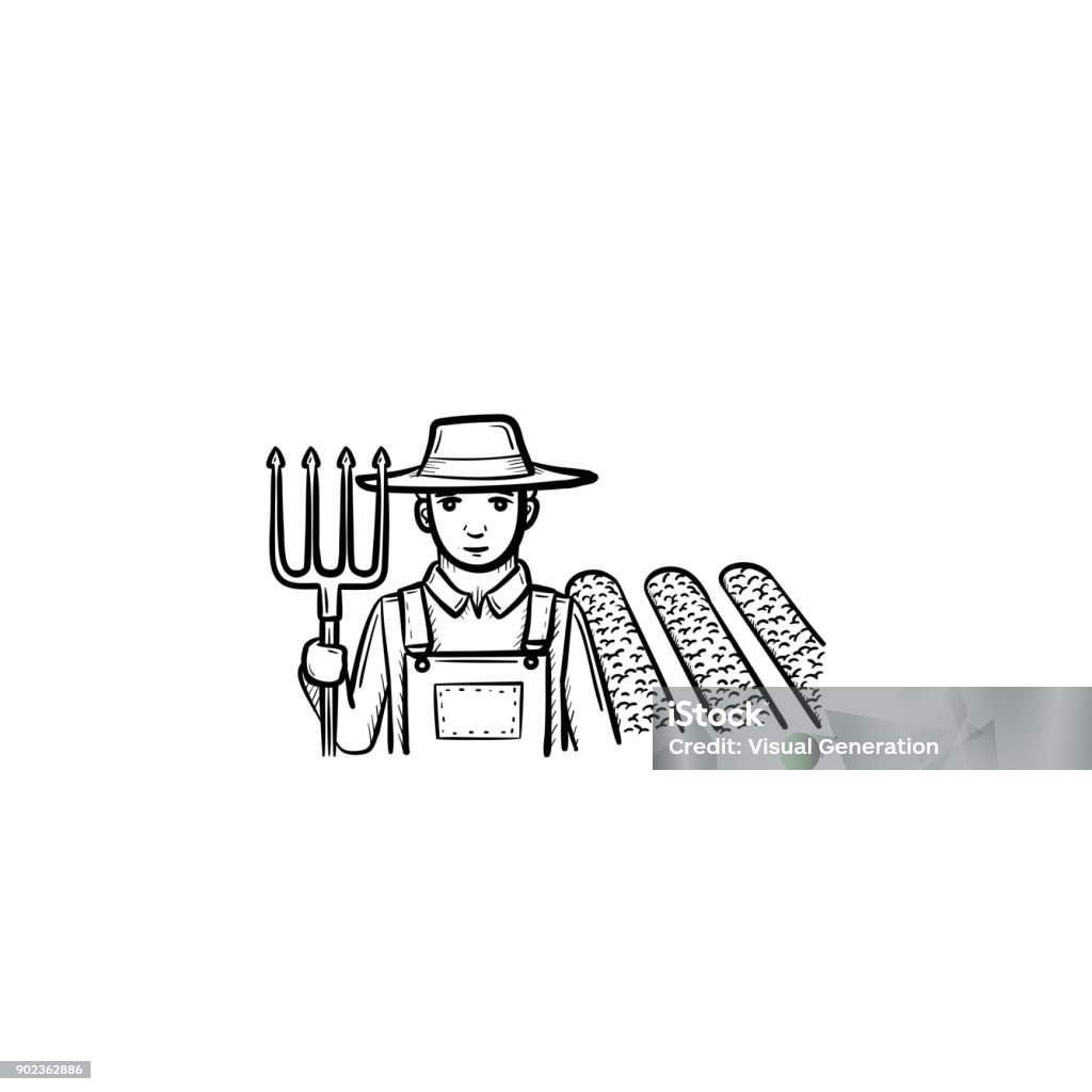 Boer Met Vork Hand Getrokken Schets Pictogram Stockvectorkunst en meer ... Boer Met Vork Hand Getrokken Schets Pictogram Stockvectorkunst en meer ...