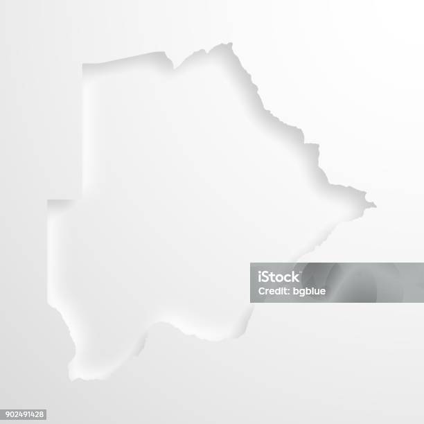 Carte Du Botswana Avec Effet De Papier En Relief Sur Fond Blanc