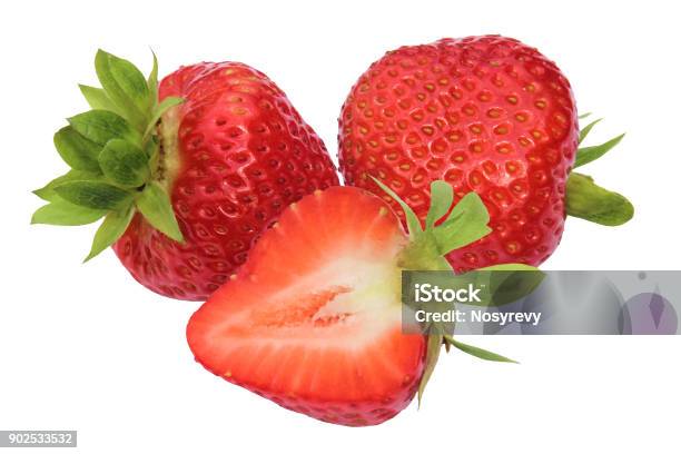 Stroberi Terisolasi Koleksi Buah Stroberi Utuh Dan Potong Terisolasi Di